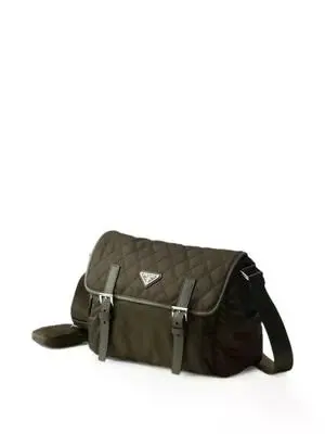 Prada Large Quilted Re-nylon Shoulder Bag With Saffiano Trim