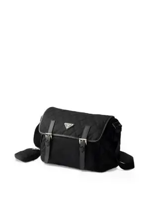 Prada Large Quilted Re-nylon Shoulder Bag With Saffiano Trim