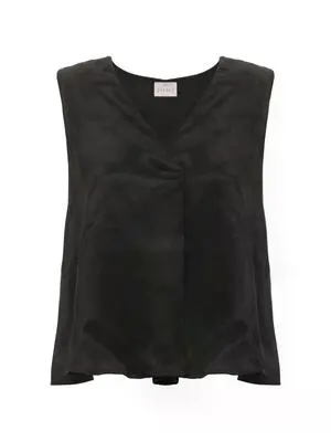 EMME Draped V-neck Top - Black