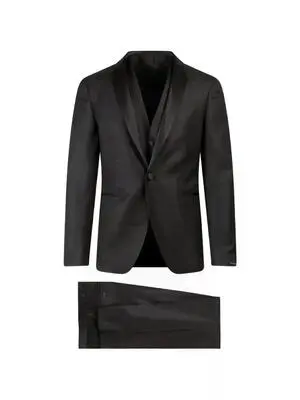 Tagliatore Satin-lapel Three-piece Suit - Black