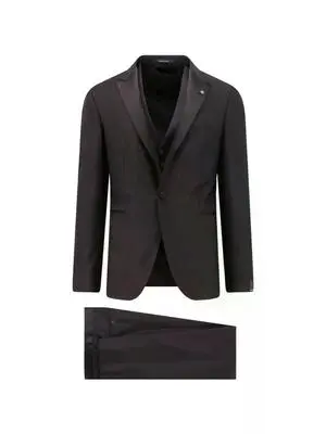 Tagliatore Satin-waistband Three-piece Single-breasted Suit - Black