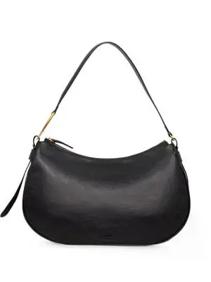 TWINSET Logo-debossed Hardware-detail Leather Shoulder Bag - Black