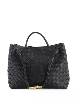 Bottega Veneta Andiamo Top Handle Bag Intrecciato Nappa Medium Satchel - Black