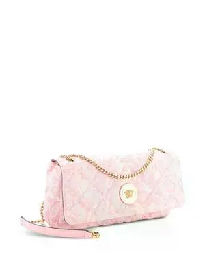 Versace Medusa Icon Chain Flap Bag Quilted Barocco Jacquard East West Shoulder Bag - Pink