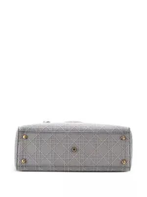 Dior Lady D-lite Bag Cannage Embroidered Canvas Large Tote Bag - Grey