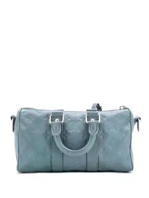 LOUIS VUITTON Monogram Taurillon Leather Keepall Bandouliere 25 Handbag - Blue