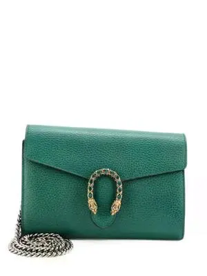 Gucci Dionysus Chain Wallet Leather With Embellished Detail Small Crossbody Bag - Green