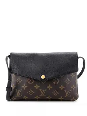 LOUIS VUITTON Twice Handbag Monogram Canvas And Leather Crossbody Bag - Black