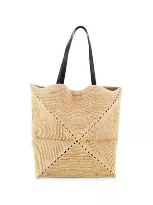 Loewe Puzzle Fold Raffia Large Tote Bag - Neutrals