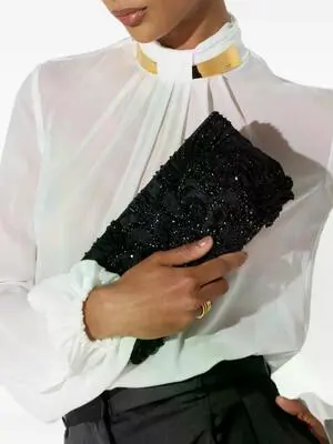 Elisabetta Franchi Bead-embroidered Satin Clutch Bag
