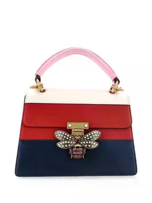 Gucci Queen Margaret Top Handle Bag Colorblock Leather Small Satchel - Blue