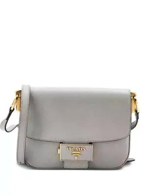 Prada Saffiano Leather Small Shoulder Bag - Grey