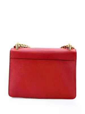 Prada Chain Flap Bag Saffiano Leather Small Crossbody Bag - Red