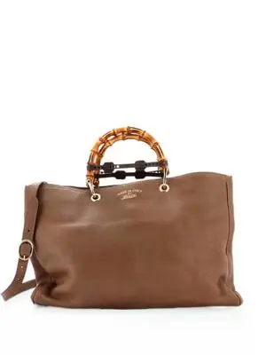 Gucci Bamboo Shopper Leather Large Tote Bag - Brown