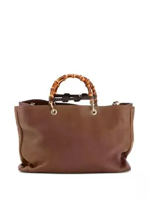 Gucci Bamboo Shopper Leather Large Tote Bag - Brown