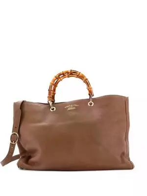 Gucci Bamboo Shopper Leather Large Tote Bag
