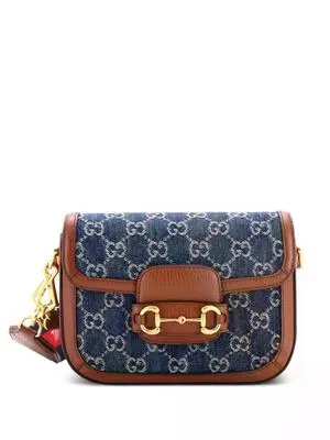 Gucci Horsebit 1955 Gg Denim Mini Shoulder Bag - Blue