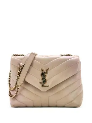 Saint Laurent Loulou Matelasse Chevron Leather Small Shoulder Bag - Neutrals