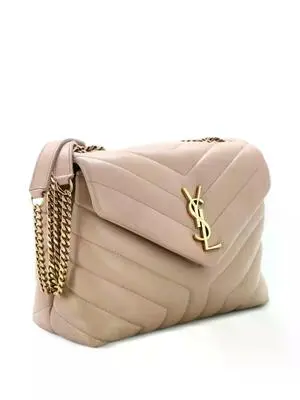 Saint Laurent Loulou Matelasse Chevron Leather Small Shoulder Bag - Neutrals