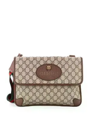 Gucci Neo Vintage Flap Messenger Gg Coated Canvas Medium Crossbody Bag - Brown