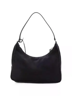 Prada Re-edition 2005 Tessuto With Saffiano Leather Mini Hobo Bag - Black