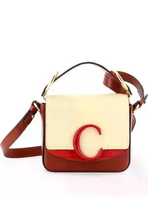 Chloé C Flap Bag Leather Mini Crossbody Bag - Red