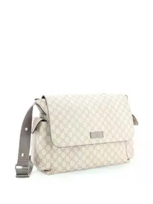 Gucci Diaper Bag Gg Coated Canvas Crossbody Bag - Grey