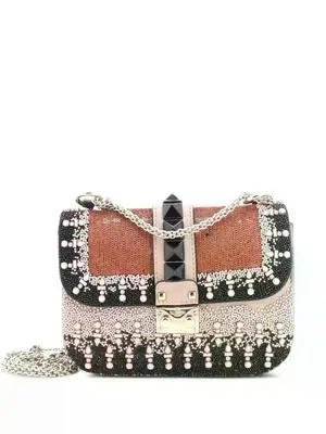 Valentino Garavani Glam Lock Beaded Leather Mini Shoulder Bag - Pink