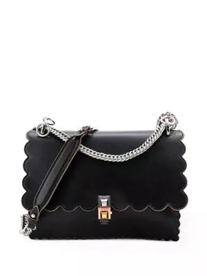 Fendi Kan I Bag Leather Medium Shoulder Bag - Black
