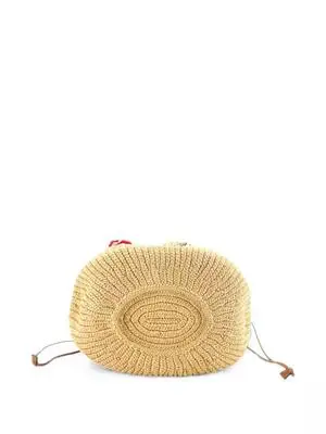 Prada Basket Crochet Raffia Small Tote Bag - Neutrals