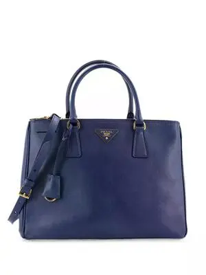 Prada Double Zip Lux Saffiano Leather Medium Tote Bag - Blue