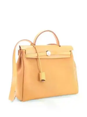 Hermès Herbag Zip Verso Leather And Toile 31 Shoulder Bag - Brown