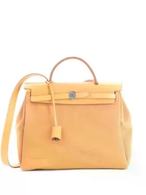 Hermès Herbag Zip Verso Leather And Toile 31 Shoulder Bag - Brown