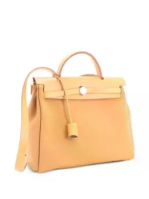 Hermès Herbag Zip Verso Leather And Toile 31 Shoulder Bag - Brown