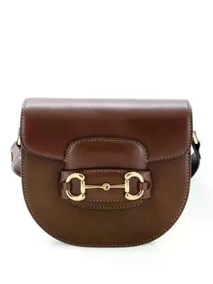 Gucci Horsebit 1955 Rounded Shoulder Bag Leather Mini Crossbody Bag - Brown