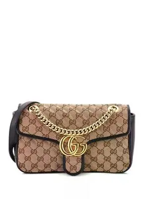Gucci Gg Marmont Flap Bag Quilted Gg Canvas Shoulder Bag