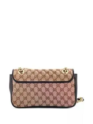 Gucci Gg Marmont Flap Bag Quilted Gg Canvas Shoulder Bag