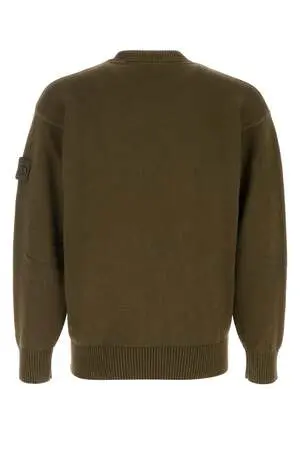Stone Island Olive Cotton Blend Sweater