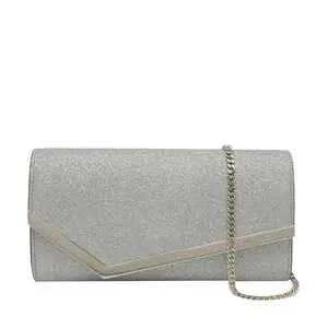 JIMMY CHOO Emmie Pochette Clutch With Chain Strap - Silver