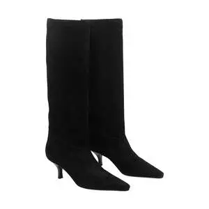 Paris Texas Knee-high Suede Stiletto Heel Boots - Black