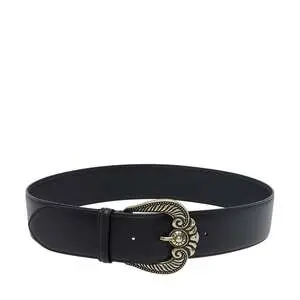 Etro Paisley Buckle Leather Belt - Black