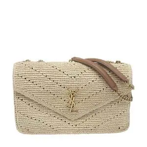 Saint Laurent Medium Raffia Loulou Shoulder Bag - Cream