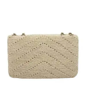 Saint Laurent Medium Raffia Loulou Shoulder Bag - Cream