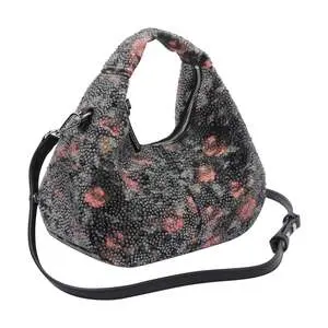 GANNI Mini Hobo Bag With Beaded Flower Detail And Embossed Logo