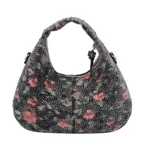 GANNI Mini Hobo Bag With Beaded Flower Detail And Embossed Logo