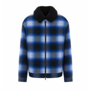 Balenciaga Flanel Bomber Jacket - Blue