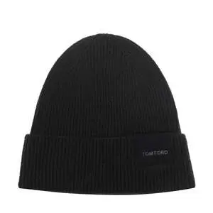 TOM FORD Logo Ribbed Cashmere Beanie - Brown