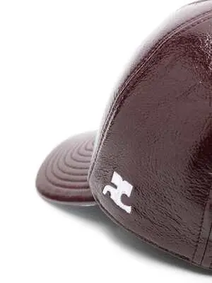COURREGES Patent Leather-effect Cap With Embroidered Logo