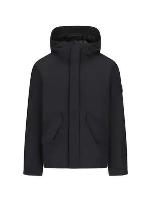 Stone Island Logo-patch Hooded Sweatshirt - Black