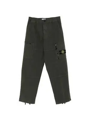 Stone Island Cargo Pants With Logo Patch - Gray